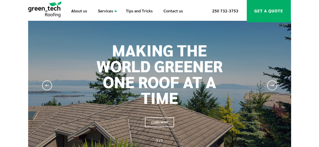 Mise en ligne du nouveau site Web de Green Tech Roofing | Vortex Solution