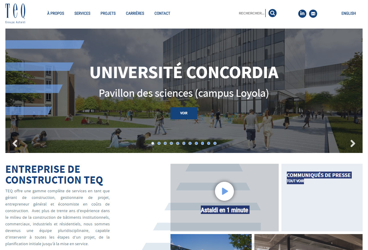 Mise en ligne du nouveau site Web WordPress du Groupe TEQ | Vortex Solution